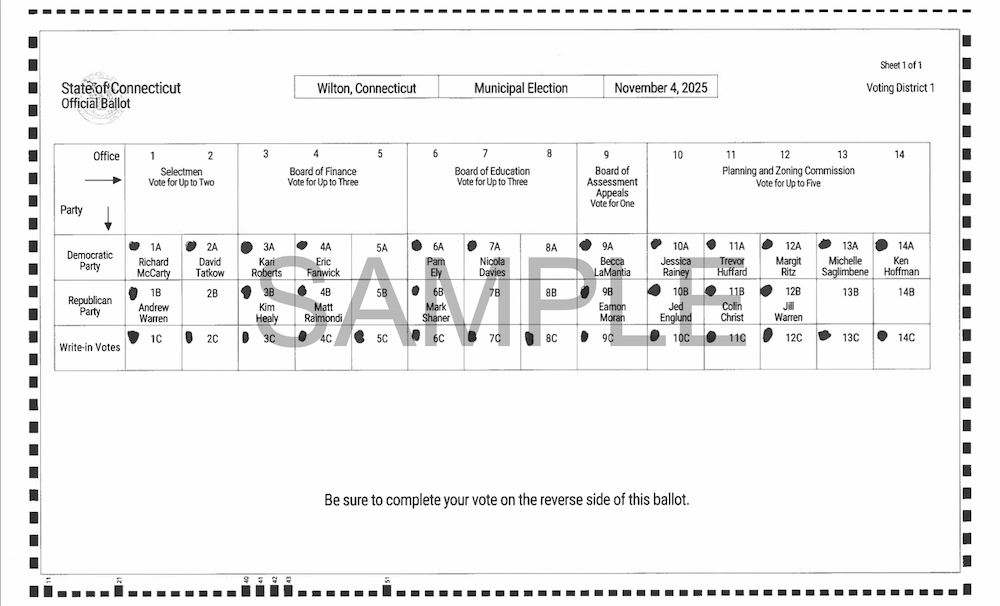 ELECTION 2025 — Wilton's Sample Ballot - Good Morning Wilton